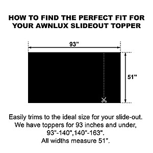 Awnlux 16oz Heavy Duty RV Slide Out Awning Fabric Replacement Premium Grade Vinyl Slide Topper Awning Fabric Replacement for RVs and Campers - 93" x 51", Black