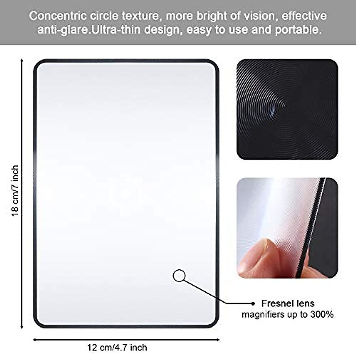 Enhon 3X Page Magnifier 7 x 4.7 Inch Magnifying Sheet Fresnel Lens Page Magnifying Glass for Elderly and People with Low Vision Reading Small Patterns, Maps and Books (8 Pieces)