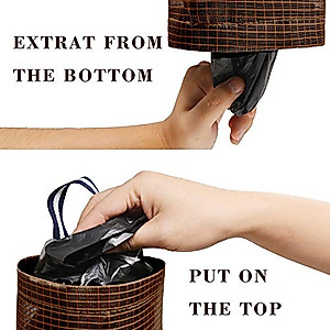 Plastic Bag Dispenser, Wall Hanging Grocery Bag Holder, Large Folding Hanging Storage Bag for Kitchen, Brown