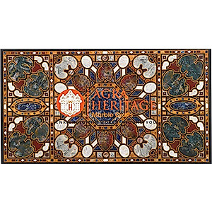 Marble Dining Conference 63"x37" Table Top Marquetry Inlay Floral Interior Furntulre Decor