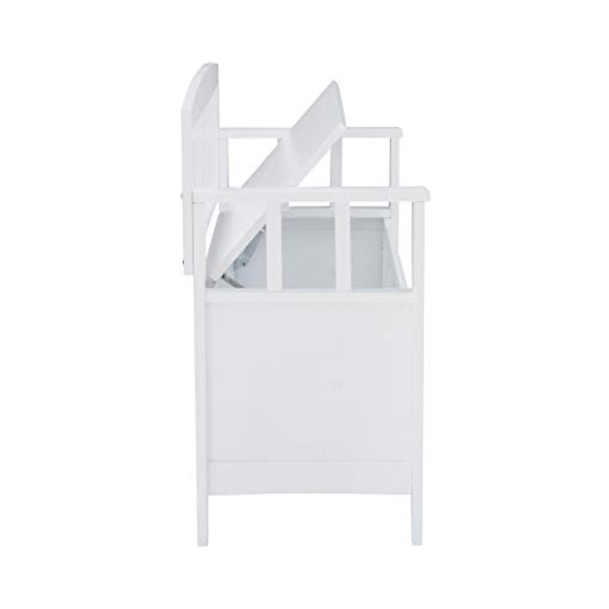 Linon White Bench Cynthia Flip-Top Lid and Hidden Storage Space