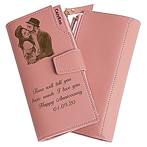 Personalized Photo Wallets for Women Custom Engraved Leather Clutch Wallet Womens Large Phone Holder Gifts for Mom Wife Friend Sister at Birthday, Anniversary, Thanksgiving, Mothers Day, Christmas