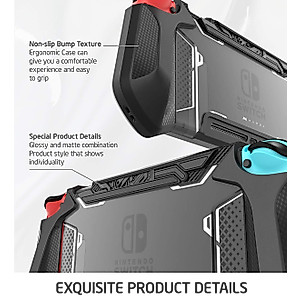 Mumba Dockable Case for Nintendo Switch, [Blade Series] TPU Grip Protective Cover Case Compatible with Nintendo Switch Console and Joy-Con Controller (Black)