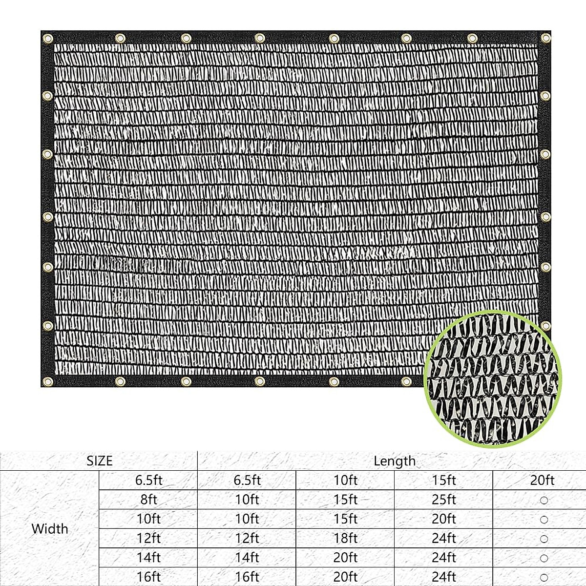 POYEE 40% 6.5ftx6.5ft Shade Cloth Garden Mesh Sun Shade Netting Sunblock Fabric with Grommets for Plants Heat Protection Patio Outdoor Greenhouse Pergola Vegetable Chicken Coop