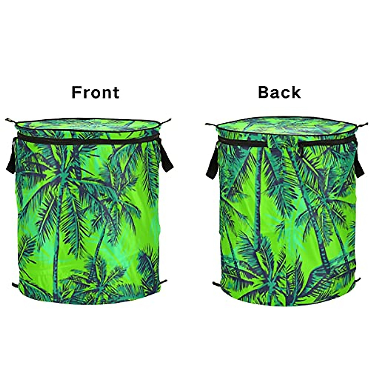 Tropical Palm Trees Green Pop Up Laundry Hamper Collapsible with Lid Dirty Clothes Hamper Laundry Basket Storage Hamper Organizer for Home, Kids Toy, Laundry Room