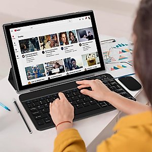 Tablet With Keyboard 2 in 1 Tablet 10 Inch Android Tablets Set include Bluetooth Keyboard/Mouse/Case/Stylus/Tempered Film,64GB+4GB WIFI 8MP Dual Camera Android 12 Tableta 6000mAh Battery 10.1" Tab PC