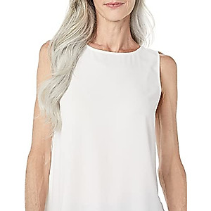 Amazon Essentials Women's Regular-Fit Sleeveless Layering Tank Top Crew Neck, Ivory, Large