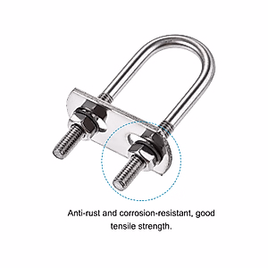 METALLIXITY U Bolts 4 Sets (M6x22x70mm), Round U Bolt 304 Stainless Steel with Accessories - for Construction, Pipe