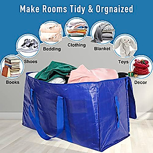Moving Bags Heavy Duty Extra Large Cube Storage Tote for Space Saving, Traveling Organizer, with Zippers & Strong Carrying Handles (Set of 10)