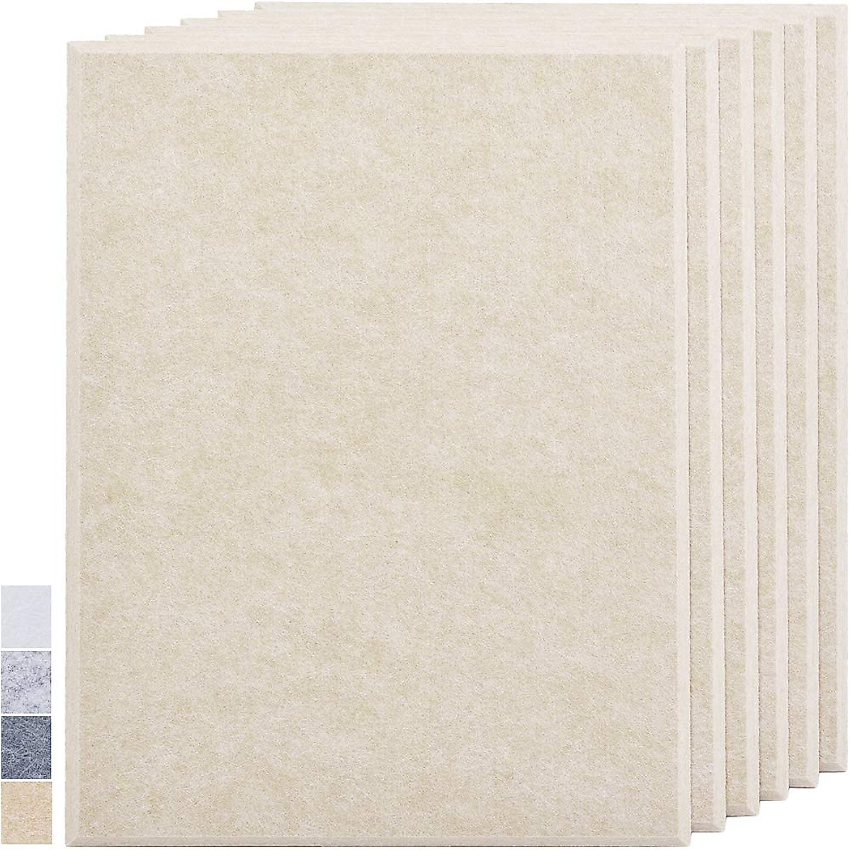 Jardeon Acoustic Absorption Panels Camel Sound Absorbing Padding Soundproof Wall Tiles, Beveled Edge, 16" X 12" X 0.4", 6 Pack