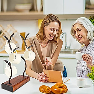 FENTEC Mug Holder, Double Row Countertop Mug Tree, Mug Holder for Counter, Tea Cup Organizer Rack, Coffee Bar Accessory & Kitchen Organizer, Black