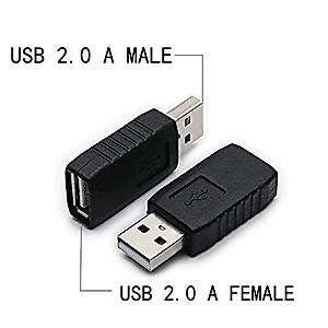 rgzhihuifz 2 Pack USB 2.0 AF/AM Adapter Type A Female to USB A Male Adapter Connector Converter Plug