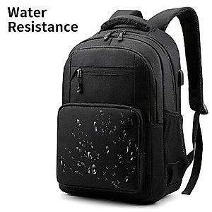 Laptop Backpack black bookbag for travel work teacher computer,waterfroof 15.6 Inch Rucksack with USB Charging Port, Waterproof Bag Men Women.