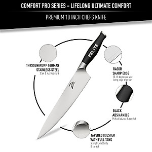 Zelite Infinity 10 Inch Chef Knife - German High Carbon Stainless Steel Chef's Knife for Kitchen; Razor Sharp Cutting Knife with Ergonomic Handle - Comes in Luxurious Gift Box