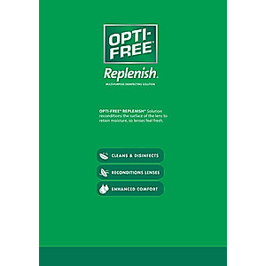 Opti-Free Replenish Multi-Purpose Disinfecting Solution with Lens Case, Twin Pack, 10-Fluid Ounces Each - 2 Count(Pack of 1)