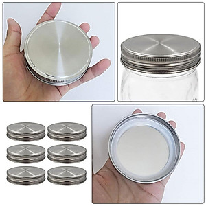Yardwe Tiered Dessert Stand 6pcs Mason Canning Jar Lids Regular Mouth Reusable Leakproof Split-type Silver Lids with Silicone Seals for Food Storage Airtight Canning Jar Cap Cover