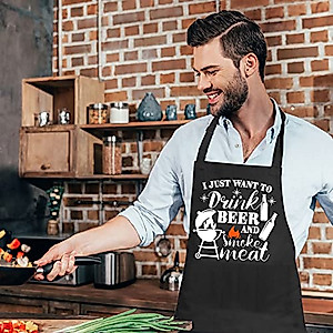 CUSUGBASO Grill Aprons for Men, One Size Funny Grilling Aprons with Three Pockets Birthday Gifts for Men, Dad Christmas Gifts,House Warming Gifts