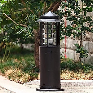Black E27 Acrylic Lampshade Lawn Garden Outdoor Floor Lamp IP42 Waterproof Aluminum Metal Courtyard Community Column Street Light Path Courtyard Villa Park Landscape Pillar Post Lamp