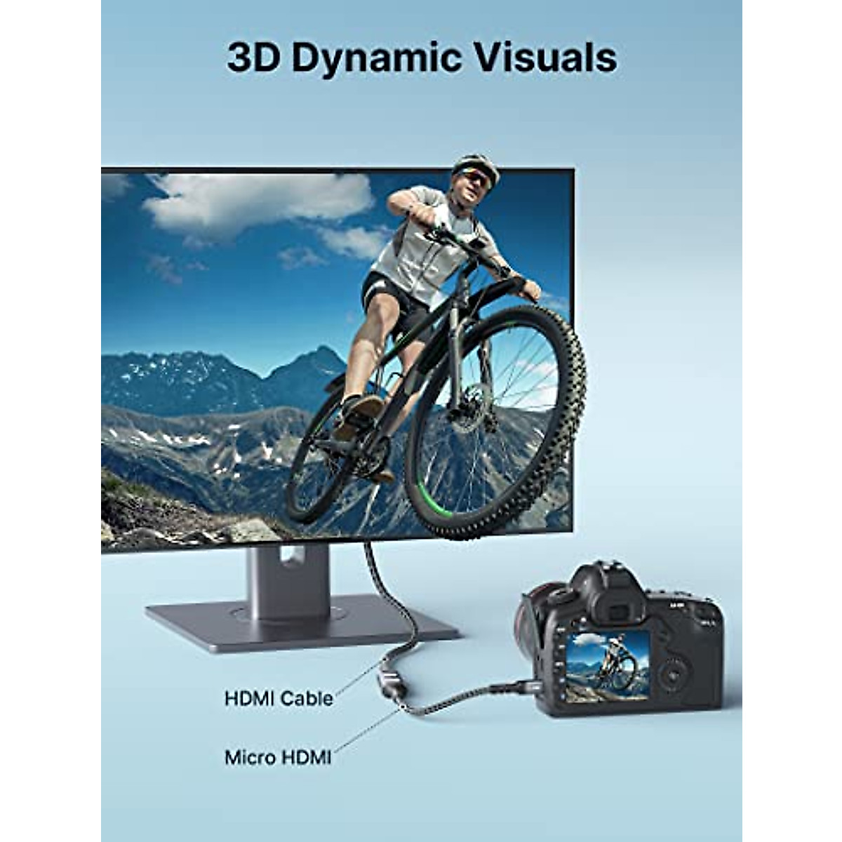 JSAUX Micro HDMI to HDMI Adapter, Micro HDMI Male to HDMI Female Adapter Cable, 4K@60Hz HDR 3D Dolby 18Gbps, Compatible for Nikon Zfc/GoPro Hero/Raspberry Pi 4/Sony A6000 and Other Action Camera-Grey