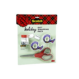 Scotch Gift Wrapping Pack, Includes Gift-Wrap tape, Multi-Purpose Scissors, Expressions Washi Tape, Makes your gifts look great (GiftPack-HOL20)