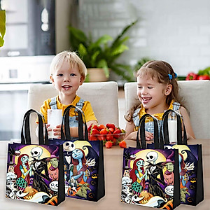 YNOUU 16 Pieces Nightmare Christmas Tote Gift Bags with Handles, Bulk Floral Non-Woven Nightmare Christmas Candy Bags for Gift Wrapping and Happy Mothers Day Party Favor-11.8 x 9.8 x 3.9 inches