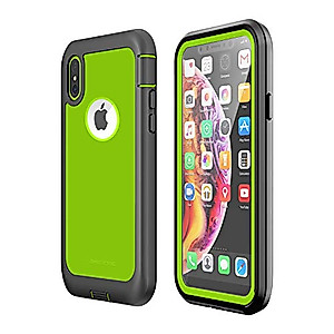 ImpactStrong iPhone X/iPhone Xs Case, Ultra Protective Case with Built-in Clear Screen Protector Full Body Cover for iPhone X/iPhone Xs (Lime Green)