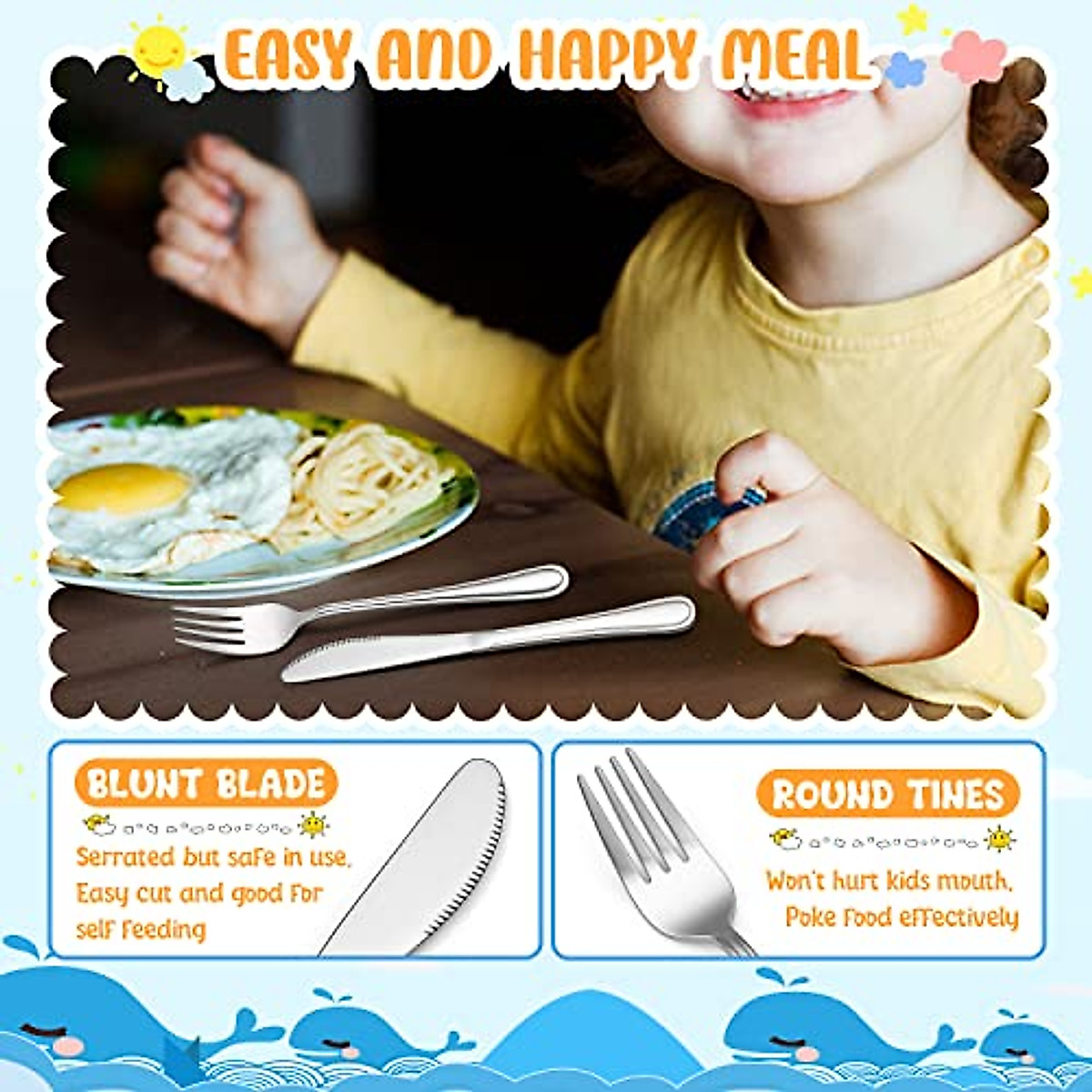 12-Piece Kids Silverware, HaWare Stainless Steel Toddler Utensils Flatware Set, Preschooler Eating Utensils Includes 4 Spoons 4 Forks 4 Knives, Metal Children Cutlery for Home School, Mirror Finished