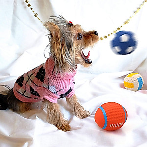 hionre Dog Cat High Elastic Cotton Stuffed Latex Ball Toy Sounding Soccer Rugby, Safe and Durable Teeth Cleaning Tool Pet Accessory - S 4