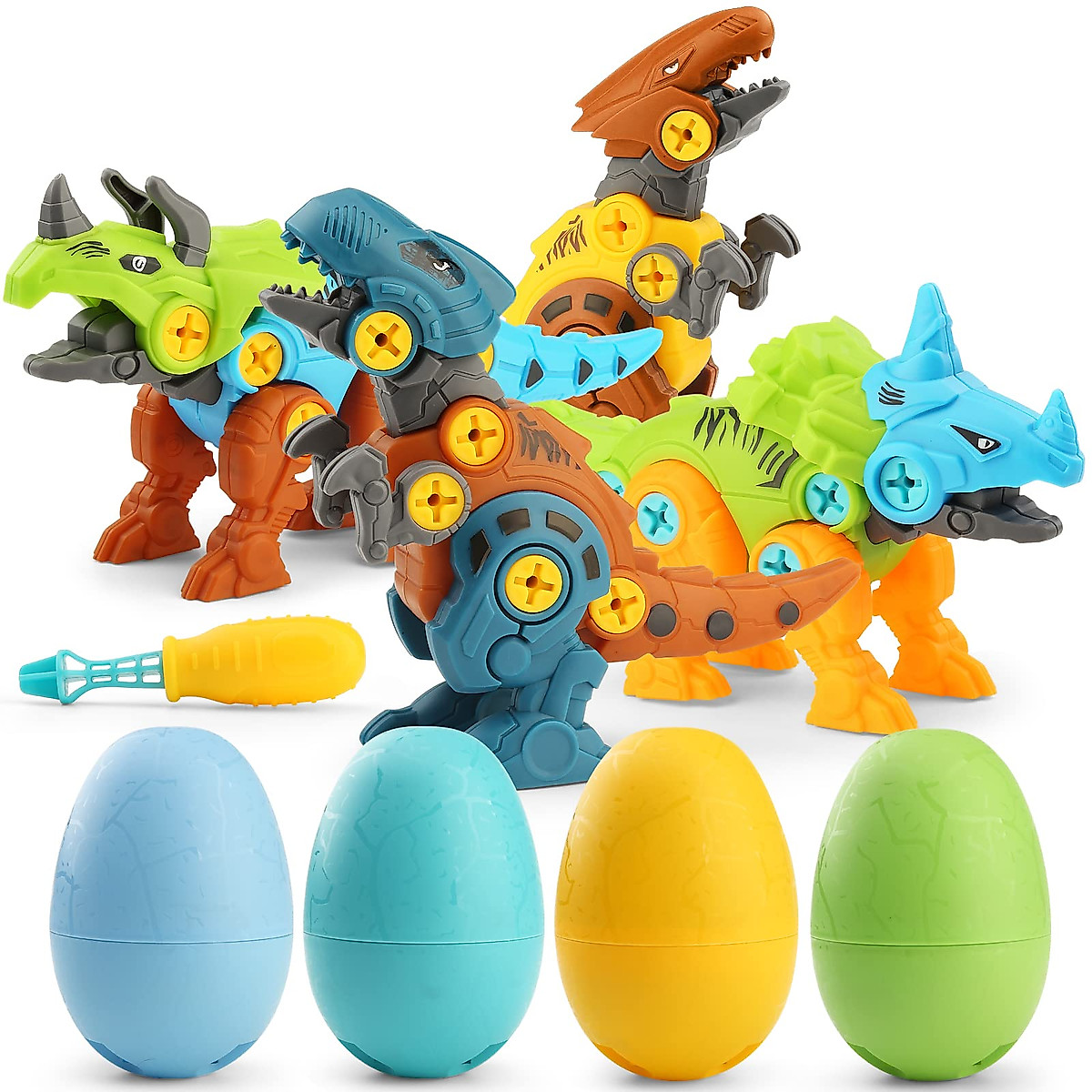 Yutin Take Apart Dinosaur Toys, Easter Egg Toy, STEM Construction Building Kits for Kids, Toddler Dino Gift for 3 4 5 6 7 Year Old Boys
