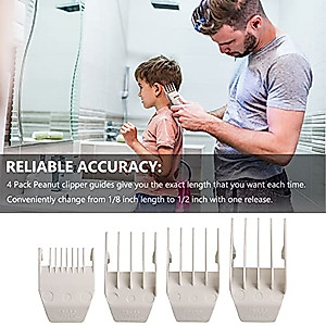 Professional Peanut Clipper Guards - 4-Piece Clipper Guides For Wahl Peanut, Trimmer Cutting Guides Set - Competible with Peanut Blade, White