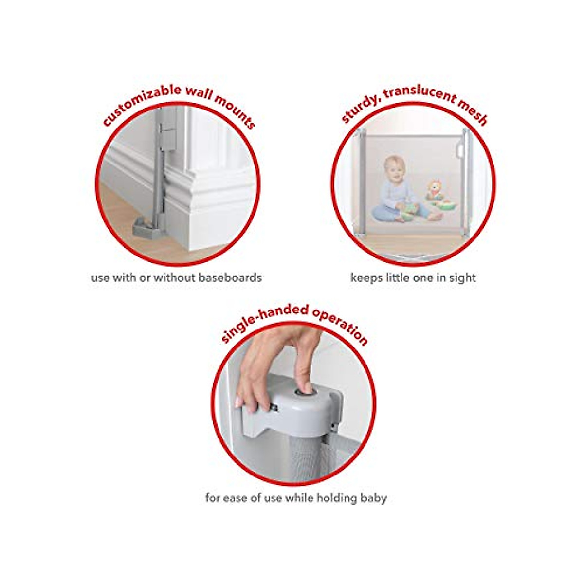 Skip Hop Retractable Mesh Baby Gate, Playview 52-Inch, Grey (Discontinued by Manufacturer)