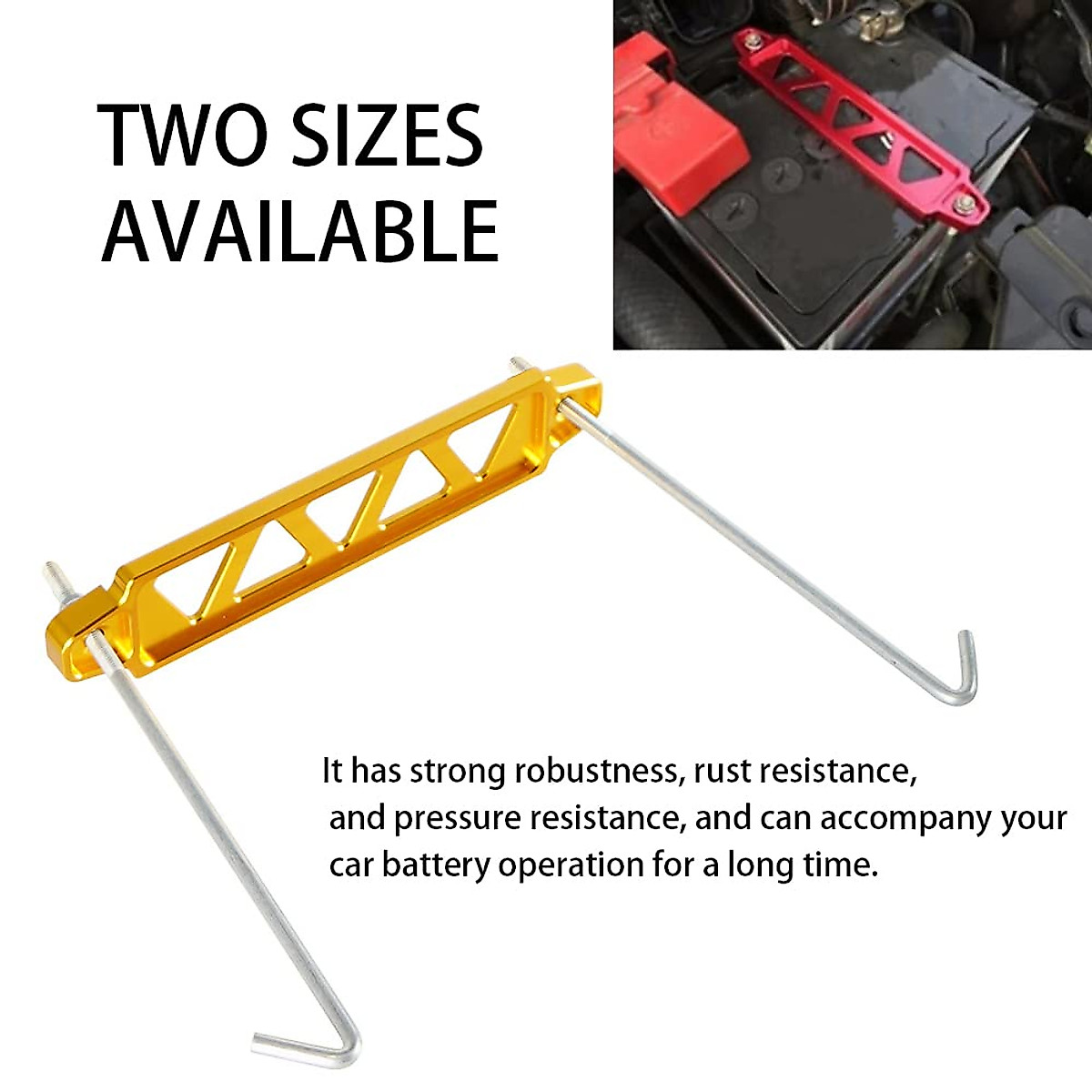 Stainless Steel Car Battery Hold Down Kit - Universal J Bolts & Hooks (10inch/2pcs)