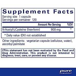 Pure Encapsulations NAC 900 mg | N-Acetyl Cysteine Amino Acid Supplement for Lung and Immune Support, Liver, and Antioxidants* | 120 Capsules
