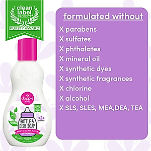 Dapple Baby Bottle Soap, Hypoallergenic Dish Soap for Baby Bottles, Powered by Plants, Travel Size, Lavender, 3 Fl Oz (Pack of 1)