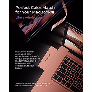 Nov8tech USB C Hub for MacBook Pro & Air M1/M2/M3 2023/2022-2016 - 7 in 2 USB C to C Adapter, Multi Port Dongle for High-Speed Data Transfer Upto 5Gbps - 4K HDMI Adapter for Laptop (Gold)