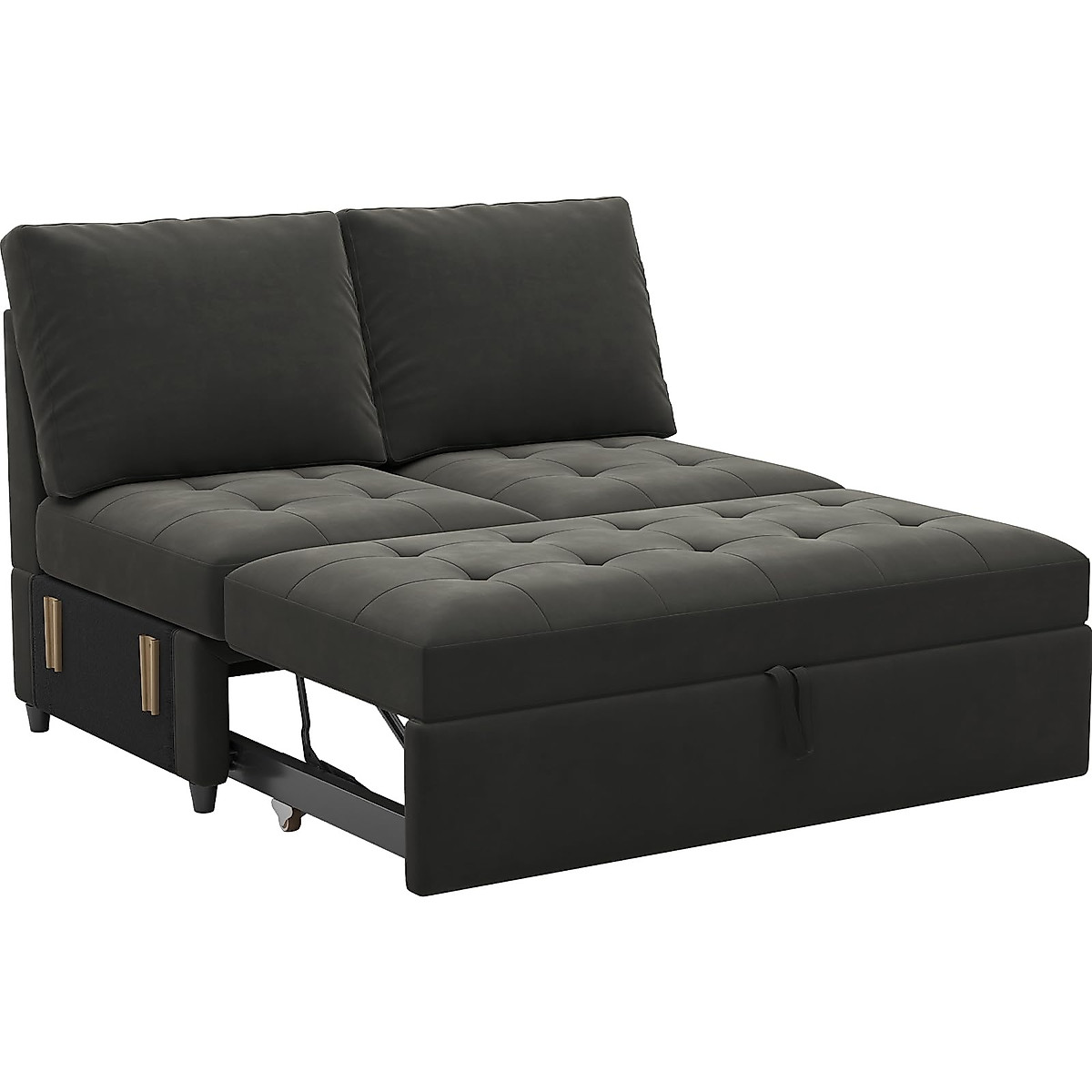 Belffin Pull Out Sofa Bed Module Part for Modular Sectional Sleeper Sofa Armless Loveseat with Pull Out Bed for Sectional Couch Grey
