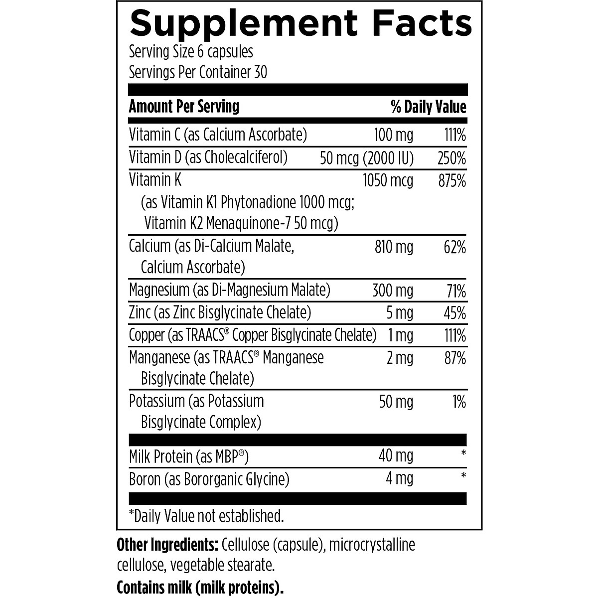 Designs for Health OsteoForce Supreme - Premium Bone Support Supplement with Basic Milk Protein (MBP) - Calcium Malate, Magnesium, Zinc Chelate, 2000 IU Vitamin D, VIT K - Non-GMO (180 Capsules)