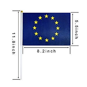 50 Pack Hand Held Small Mini Flag European Union Flag EU Flags Round Top Flags,Party Decorations Supplies For Parades,Festival Events ,International Festival