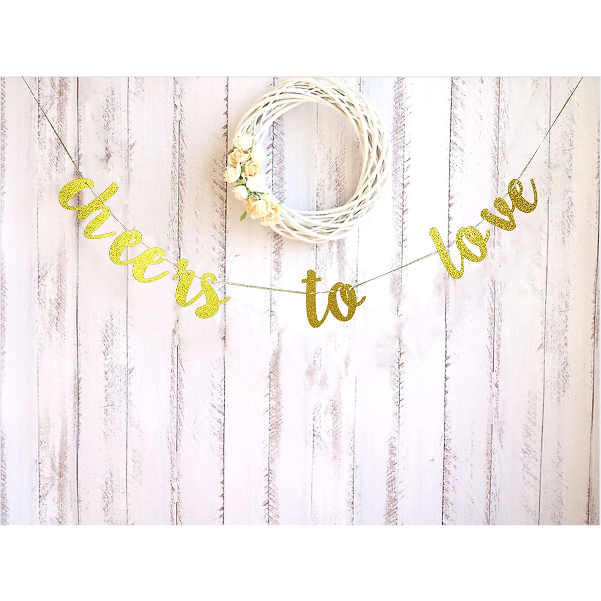 zxyxka Cheers to Love Banner Happily Ever After Engaged Bunting Banner-Wedding Anniversary, Bridal Shower Party Decoration Supplies Photo Props(Gold)