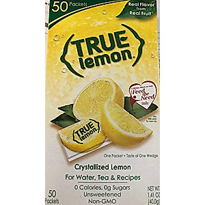 TRUE Lemon Crystallized Lemon Real Flavor Real Fruit (1-Box= 50 Packets)