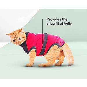 MAXX Cat Post Surgery Suit – Breathable Cat Onesie Surgical Recovery Suit for Wounds – E-Collar Alternative (Pink Grey, XS)
