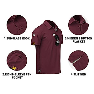 V VALANCH Wine Red Polo Shirts for Men Short Sleeve Summer Collared Golf Polo Athletic Shirts