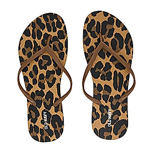 Old Navy Flip Flop Sandals for Women, Great for Beach or Casual Wear (8 Leopard)