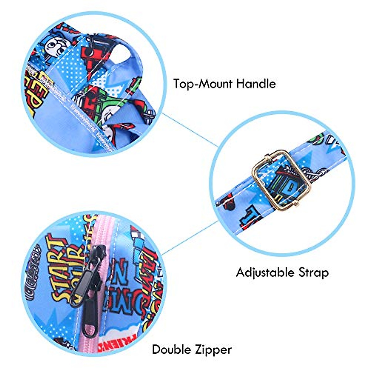 FINEX Thomas & Friends All Over Print Small Nylon Bag Multipurpose Causal Daypack for Travel Trip Shopping Tablet iPad Mini up to 8 inches