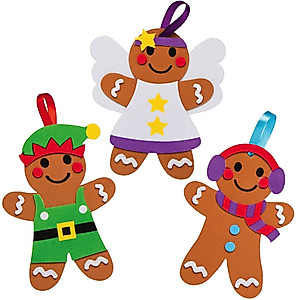 Baker Ross AX357 Gingerbread Man Mix & Match Kits - Pack of 8, Christmas Arts and Crafts and Christmas Decorations for Kids