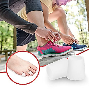 WLLHYF 20 Pieces Toe Sleeves, Gel Toe Protectors Toe Tube Pads Breathable Toe Covers Pinky Toe Spacers for Bunion Overlap Toe Hammer Toes Preventing Rubbing Relief Pain (20 White)