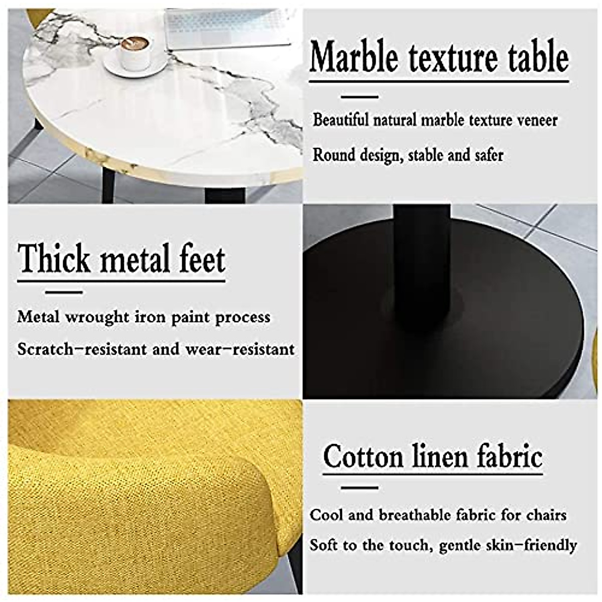 Office Reception Round Table- Conference Reception Room Coffee Table with Chair, Table and Chair Combination Reception Room Negotiating Table Clothing Bar Restaurant Beauty Salon Luxury Office Coffee