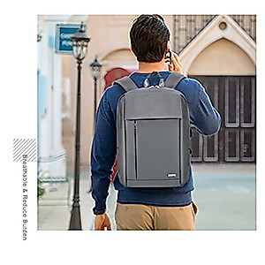 Voova Travel Laptop Backpack for Men Women, Slim Lightweight Backpack Bookbag with Laptop Compartment for Work Business and College, Waterproof Computer Bag Fits 14-15.6 Inch Notebook, Grey
