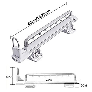 Extendable Clothes Rail - Sliding Wardrobe Closet Rod, Adjustable 25-46 Cm Wardrobe Rail Metal with Slide Rail, Extendable Clothes Rail Closet Rail White, 25Kg Load Capacity (Size : 40cm/15.