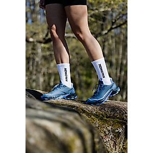 Salomon Women's ALPHACROSS 5 Hiking Shoe, Bering Sea/Carbon/Blue Heron, 8